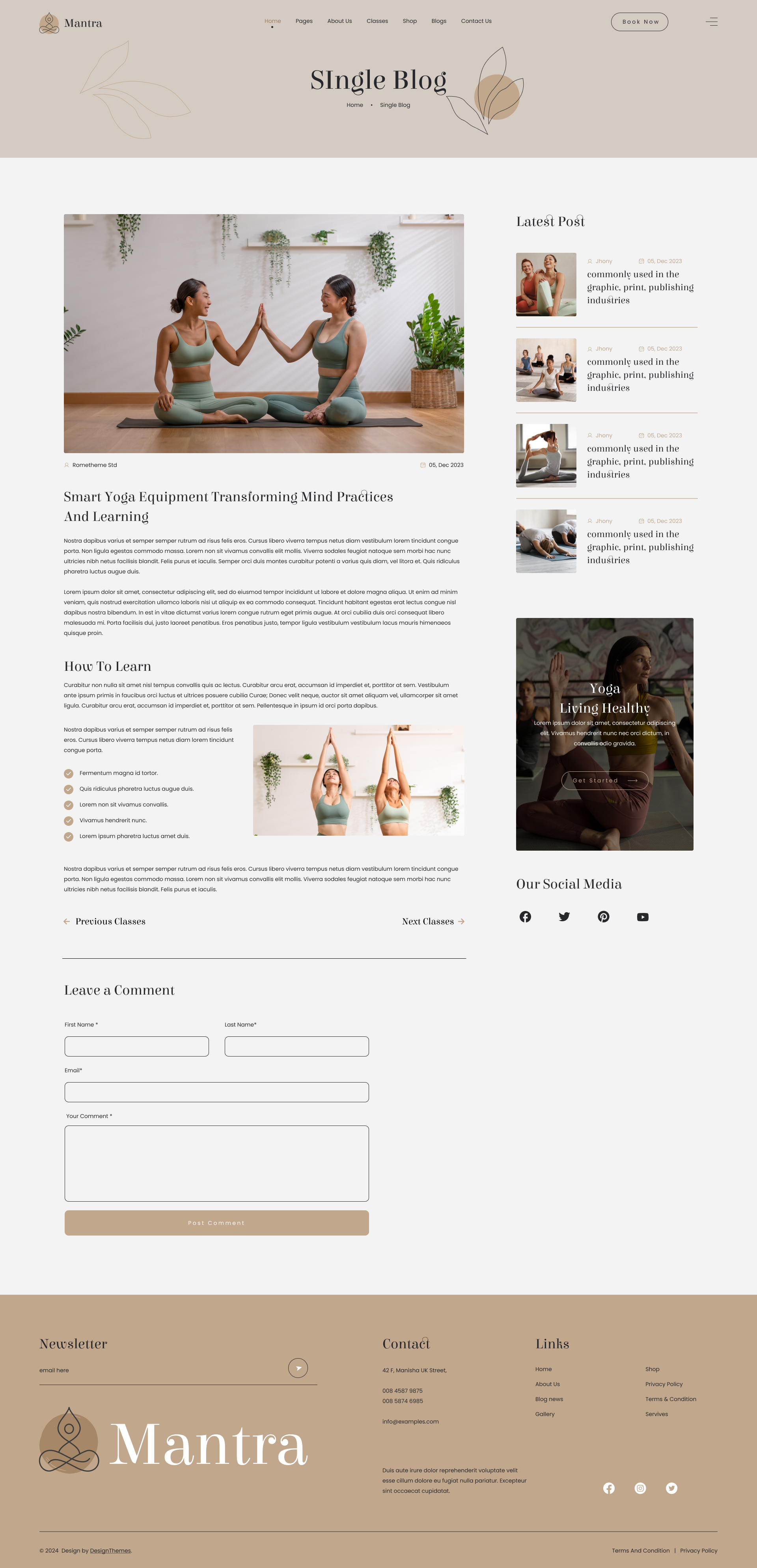 Mantra - Online Yoga Studio & Meditation Courses Website Figma Template by venusweb